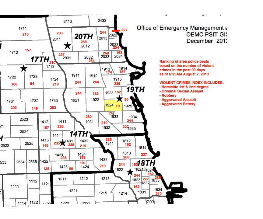 CWB Chicago: MAP 3: Citywide Ranking of Local Police Beats For Violent ...