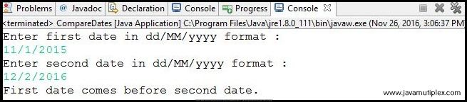 How to compare two given dates in Java?