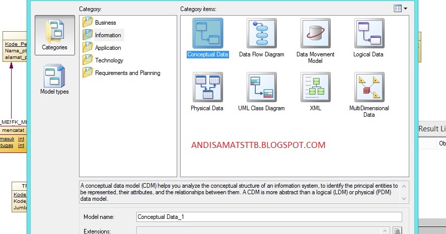 CARA MEMBUAT ERD DI POWER DESIGNER GENERATE KE LDM DAN PDM