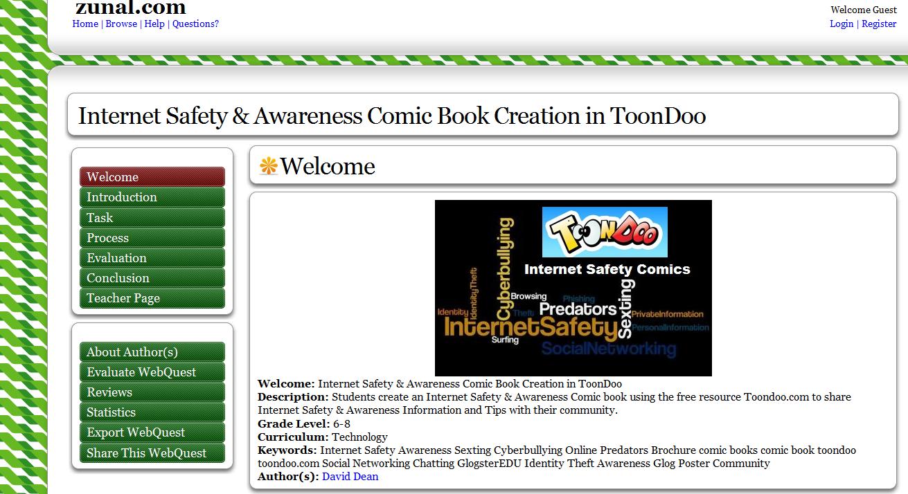 Internet Safety & Awareness Comic Book Creation in ToonDoo WebQuest ...