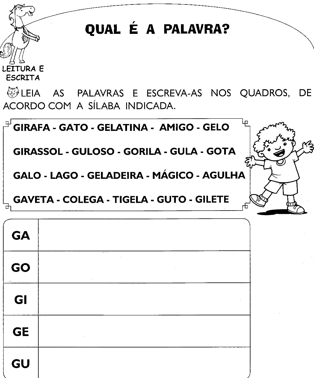 Atividades de Alfabetização Com a Letra G Olá amigos tudo bem com vocês ...