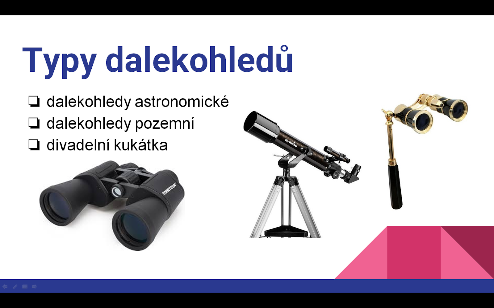 Eliška Melichaříková: prezentace do fyziky: optické přístroje