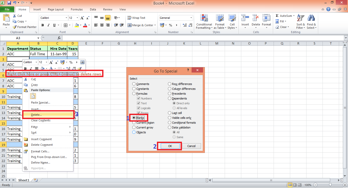 How to select & delete blank cells in between data in Excel ~ Excel ...