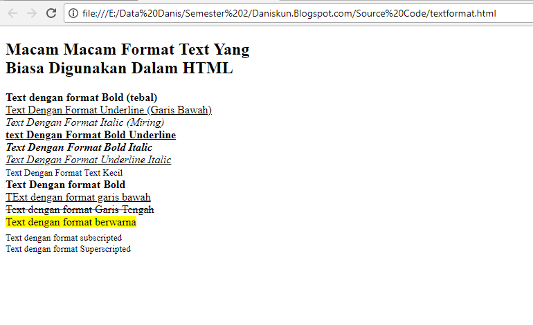 Mengenal HTML Bagian 4 : Pengenalan Format Text Dalam HTML - Rull | Learn and Share
