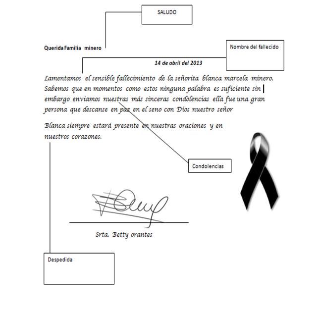 informática 1 general A: tarea 1 carta de pésame con sus caracteristicas
