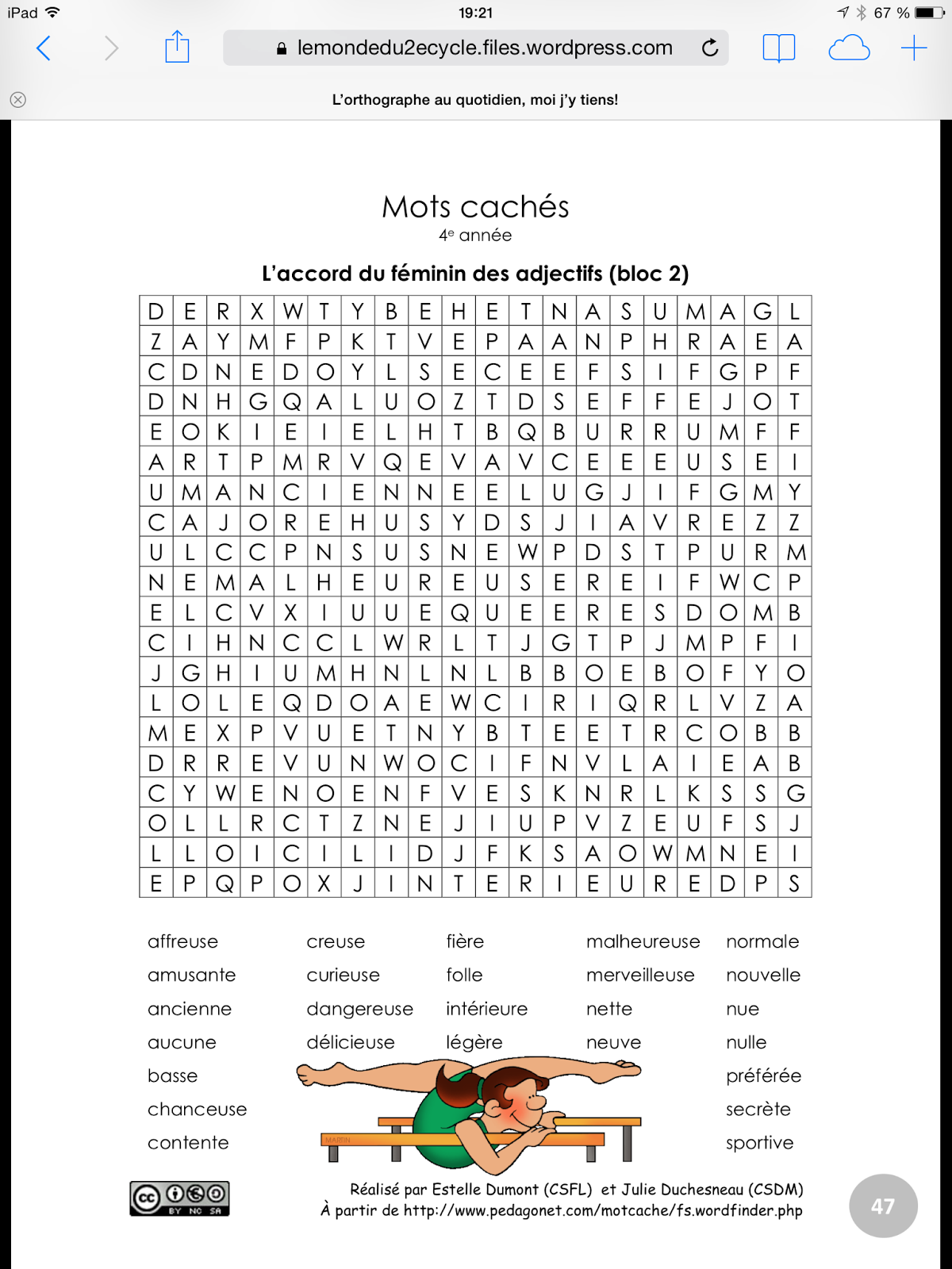 Bienvenue en 4e année: mots cachés