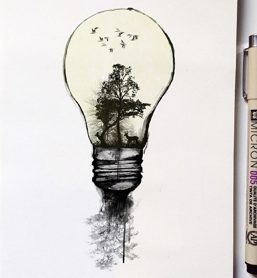 My Owl Barn: Drawings of Merged Trees and Animals by Alfred Basha