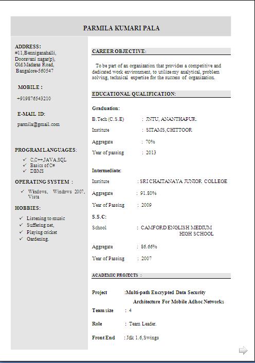 Proposal Biodata Format