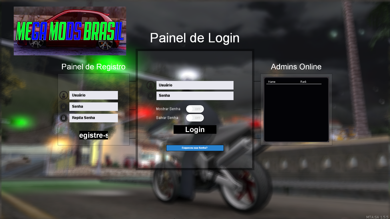 Painel Login Moderno - MTA Brasil