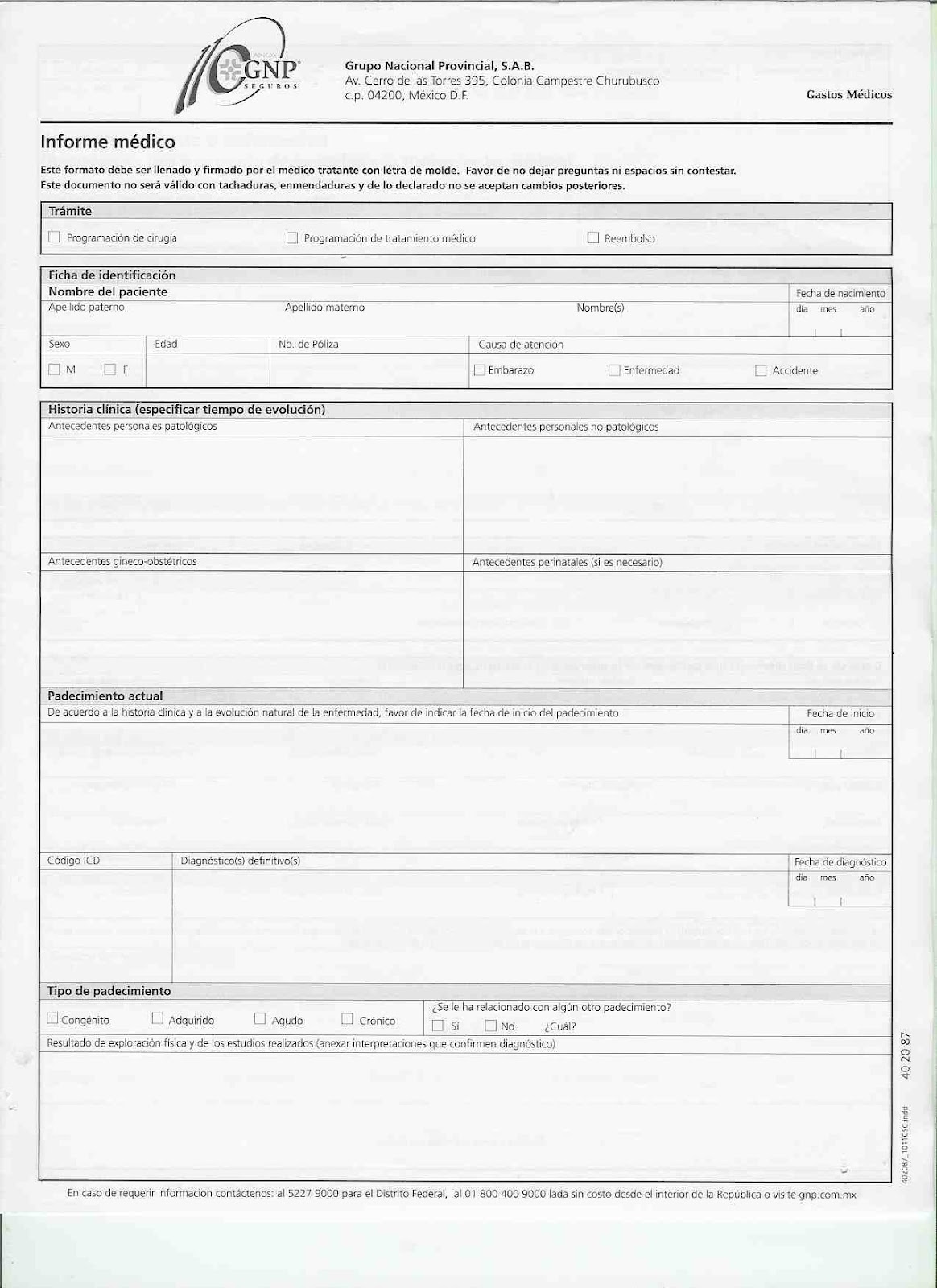 FORMATO INFORME MÉDICO ~ Fernández de la Rosa y Asociados