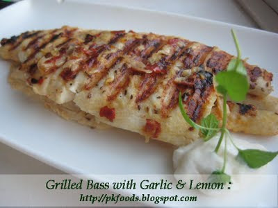 Pakistani Food Recipes: Grilled Bass (fish) with Garlic & Lemon