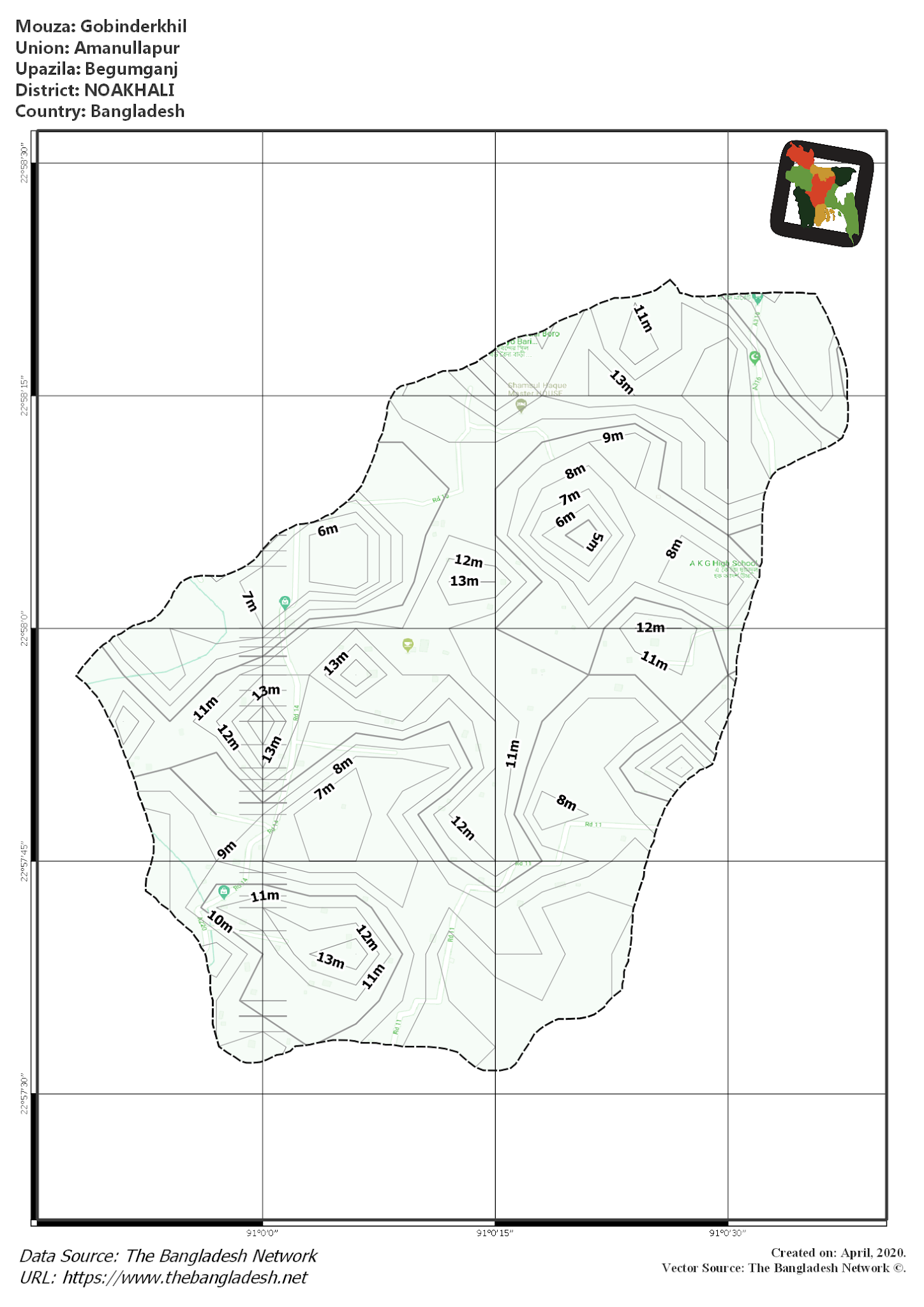 Map of Gobinderkhil Mouza, Begumganj, Noakhali