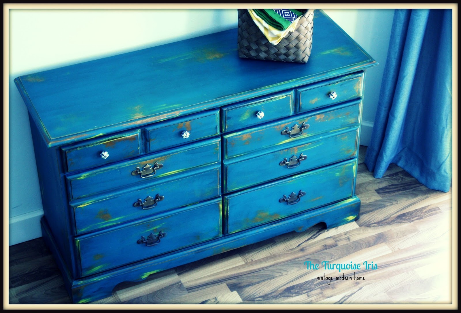 The Turquoise Iris ~ Furniture & Art: Teal & Yellow Vintage Dresser ...