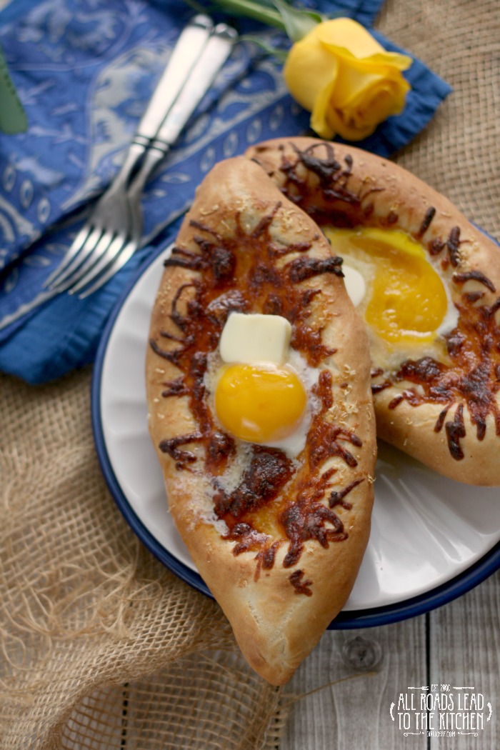 Acharuli Khachapuri (Georgian Cheese and Egg Bread) - All Roads Lead to ...