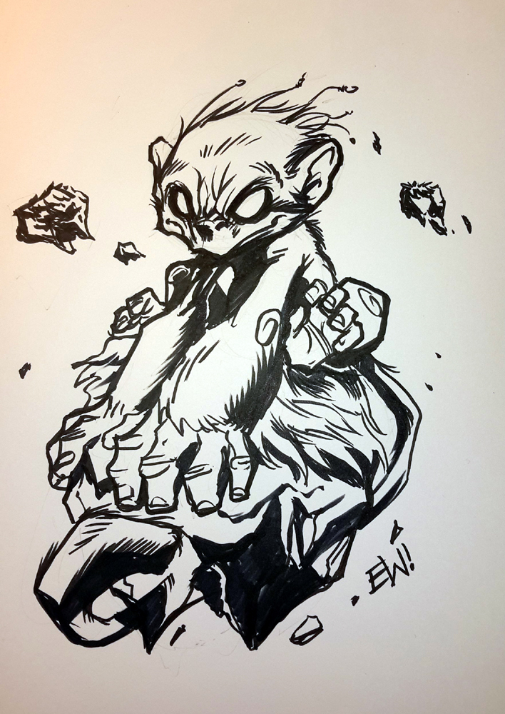 Inktober - Day 1 - Space Monkey | EryckWebbGraphics