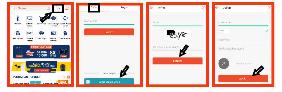 Cara daftar Shopee menggunakan email untuk pemula