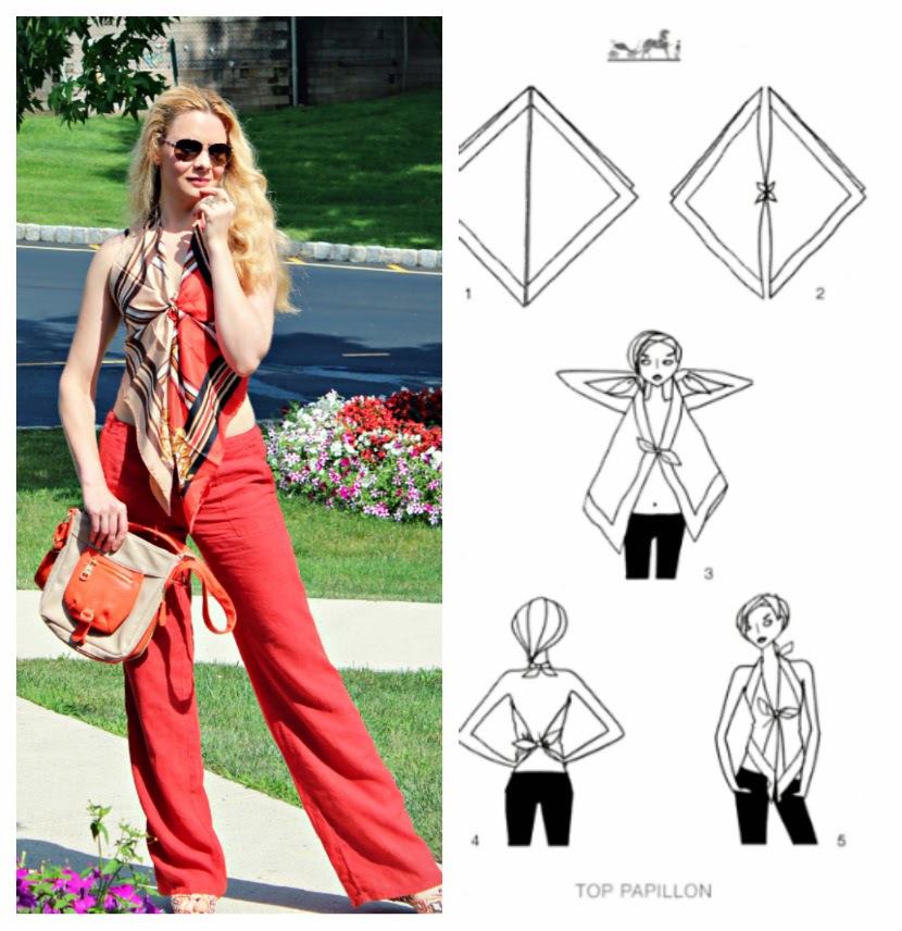 DIY: How to tie a blouse from two scarves, by Hermes
