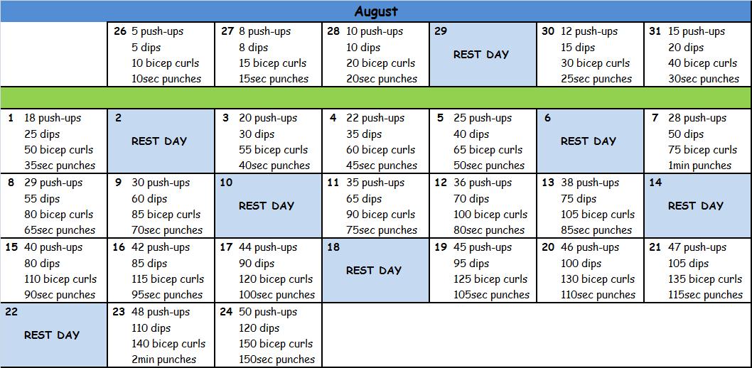 The Twelfth Mile Marker: 30 Day Challenges Abs to Arms