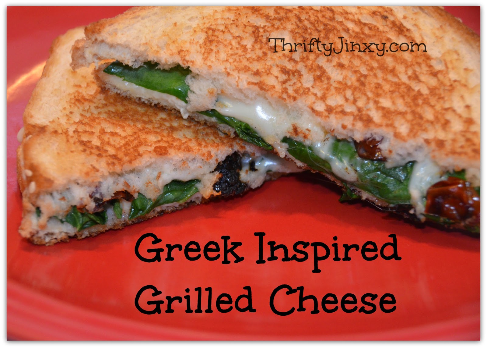 Greek Inspired Grilled Cheese Recipe with Spinach and Feta - Thrifty Jinxy