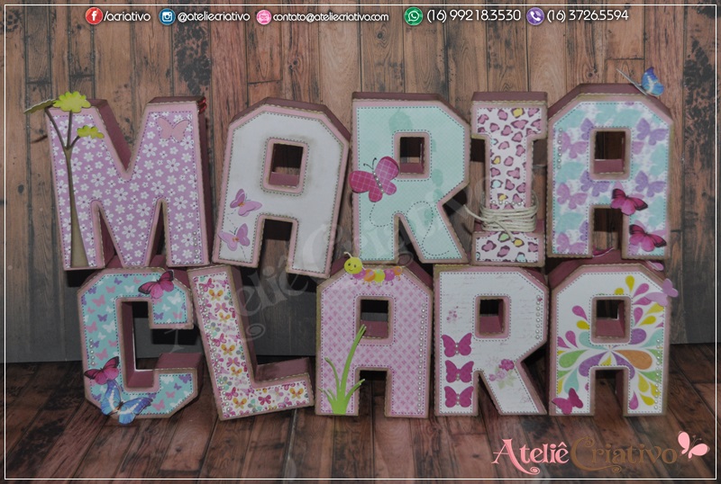 Letra 3D Maria Clara - Ateliê Criativo
