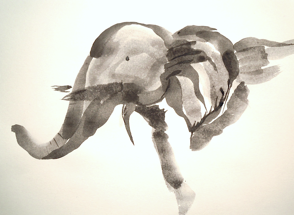 An Elephant a Day: Elephant No. 218: Ink-Wash Painting