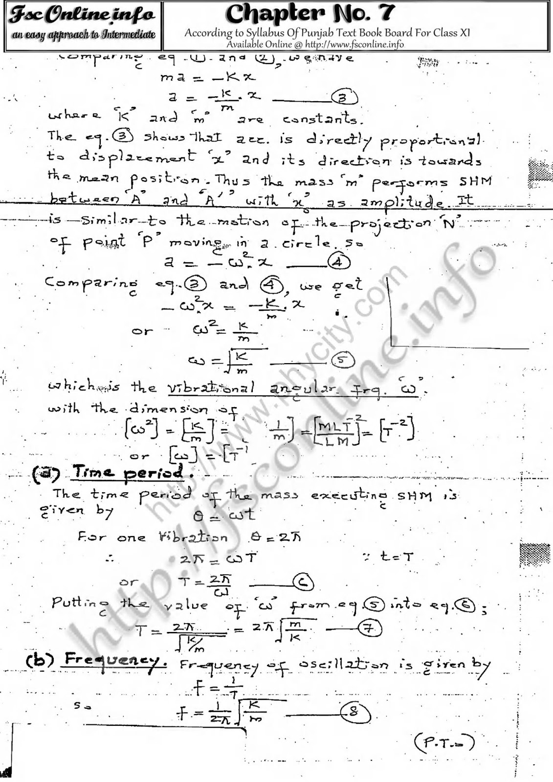 Physics Practicals : CHAPTER 7 (OSCILLATIONS)