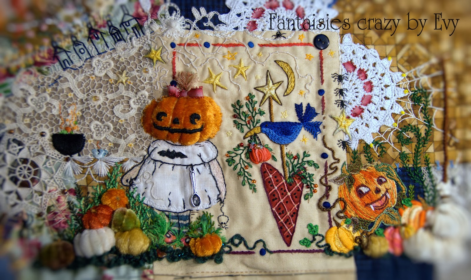 Fantaisies Crazy by Evy: Halloween crazy quilting