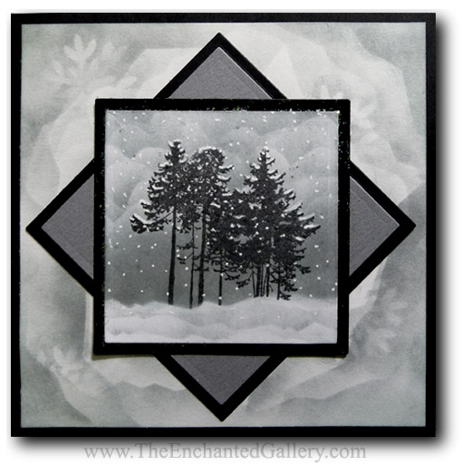 The Enchanted Gallery: Winter Snow Pine Tree Rubber Stamped Christmas ...