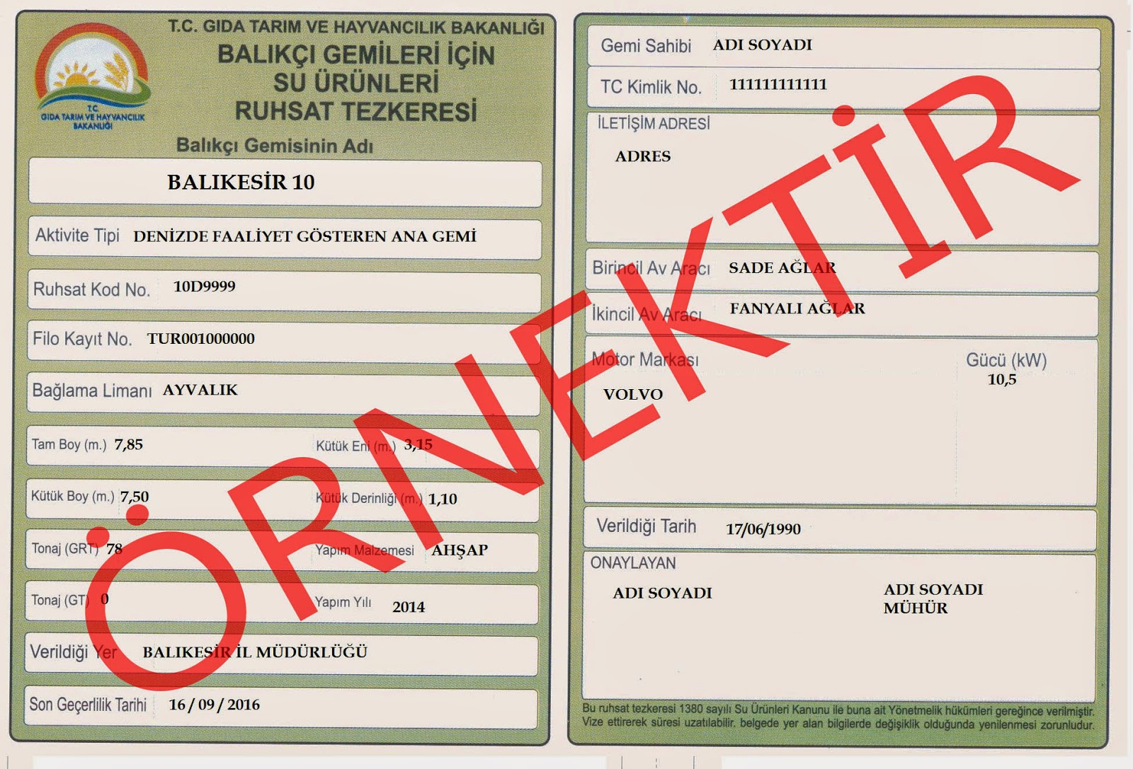 Balıkçı Gemisi Ruhsat Vize İşlemleri - BALIKESİR SU ÜRÜNLERİ