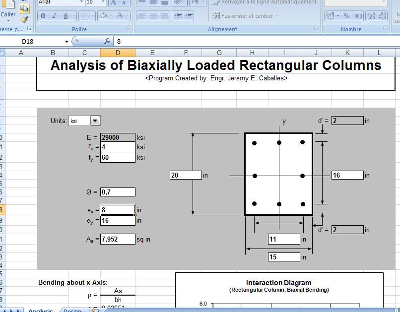 Design of biaxially loaded rectangular columns excel modele - Civil ...