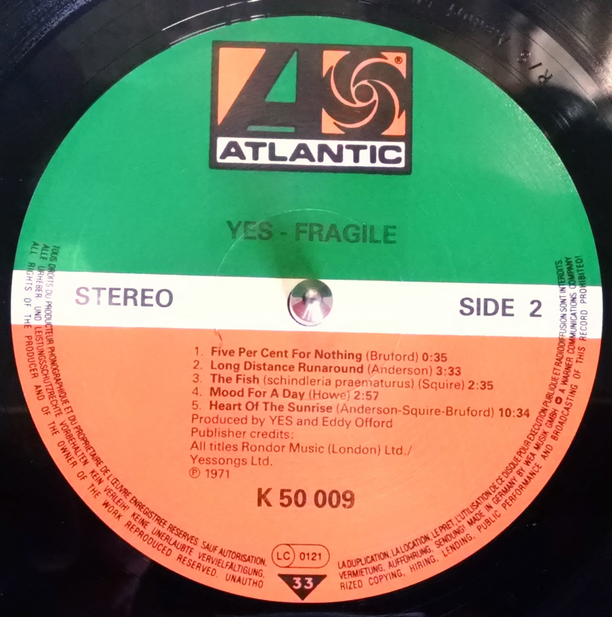 Life at 33 1/3 : fragile (1971) - yes: atlantic records 1972 reissue, K ...