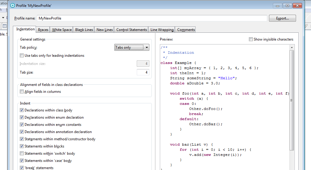 Learn Java and WCS: Changing formatter configuration in RAD