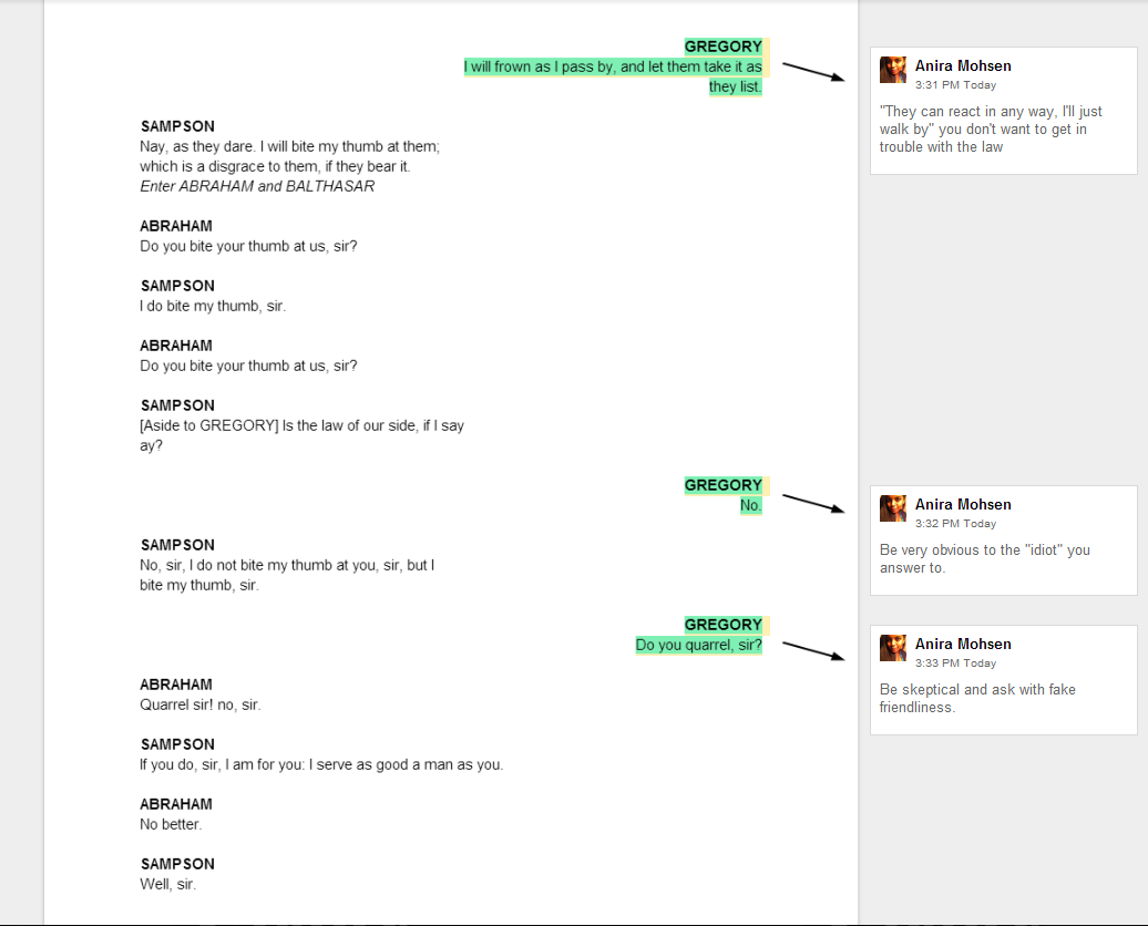 Anira' s 8C Drama Blog: Unit 3: Romey & J (Blog 5) (Annotated script)