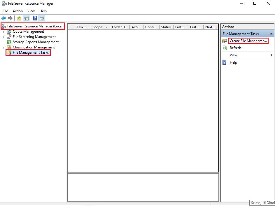 Konfigurasi FSRM | File Management Tasks | Pada Windows Server 2016