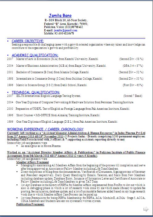 chronological cv example free download