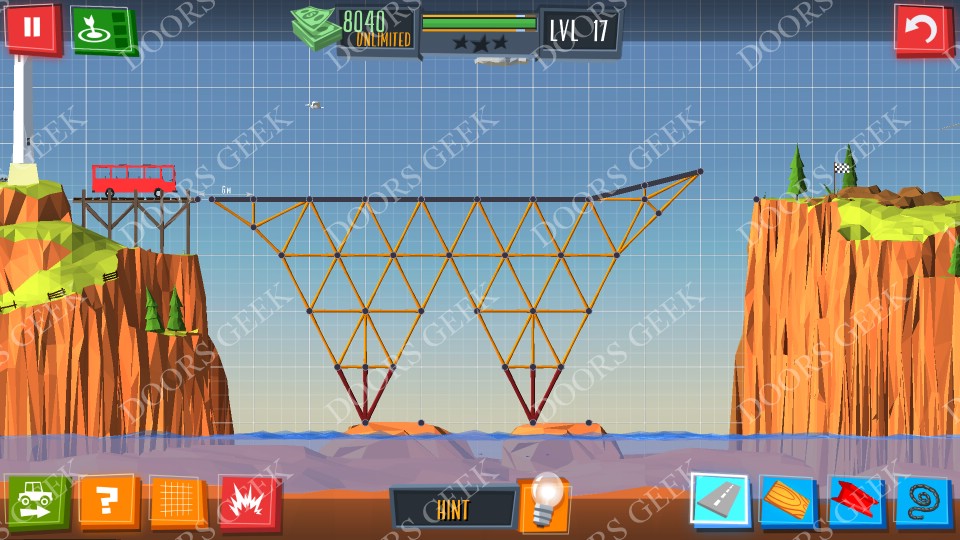 Build a Bridge! Level 17 Solutions ~ Doors Geek