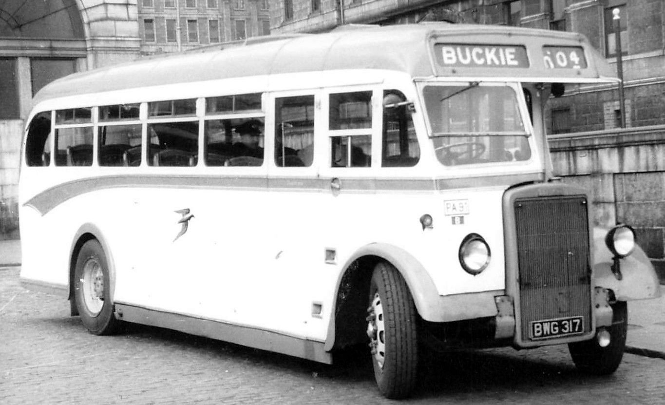 Tour Scotland: Old Photograph Passenger Bus Buckie Scotland