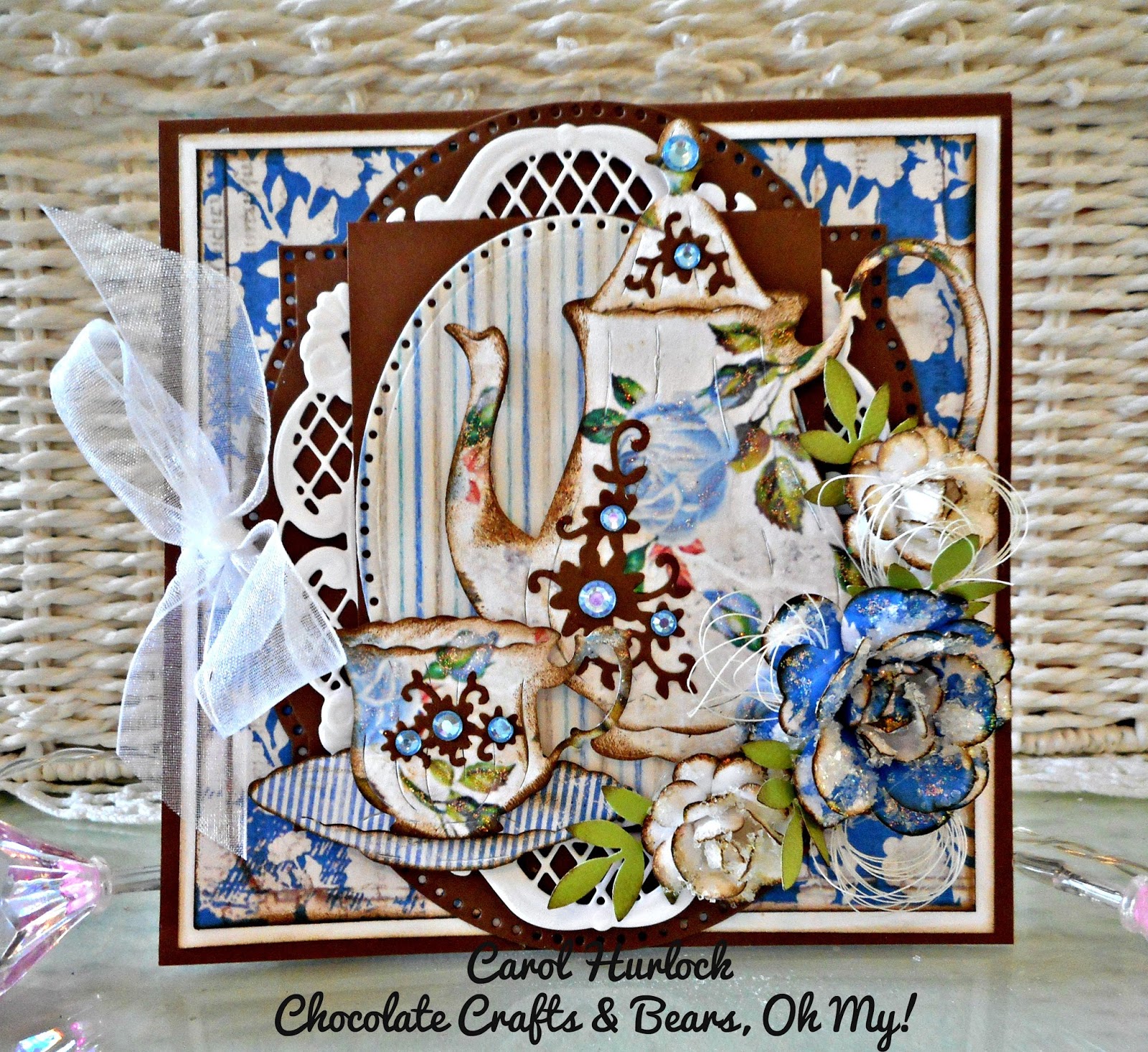 Chocolate Crafts and Bears, Oh My: CottageCutz Teapot and Teacup Card