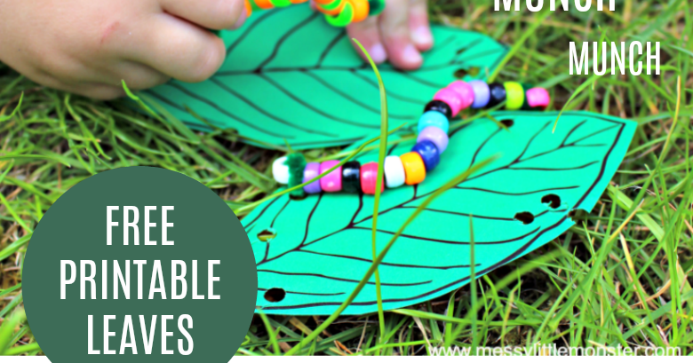 The Very Hungry Caterpillar Craft with FREE printable leaves - Messy ...