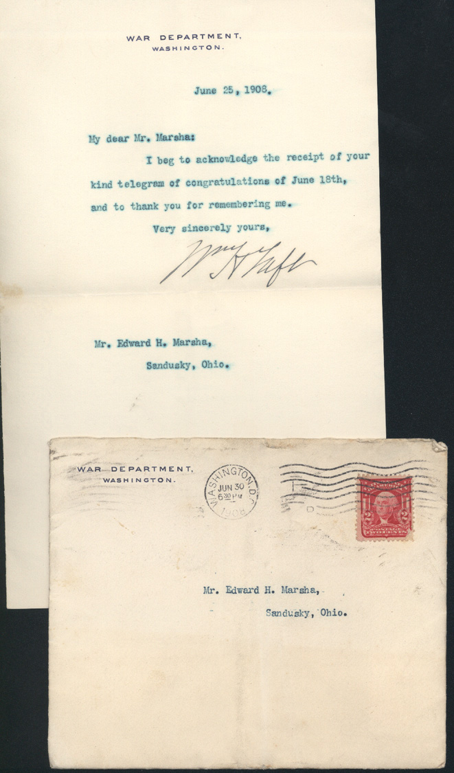Sandusky History: Letter from William Howard Taft to E. H. Marsh