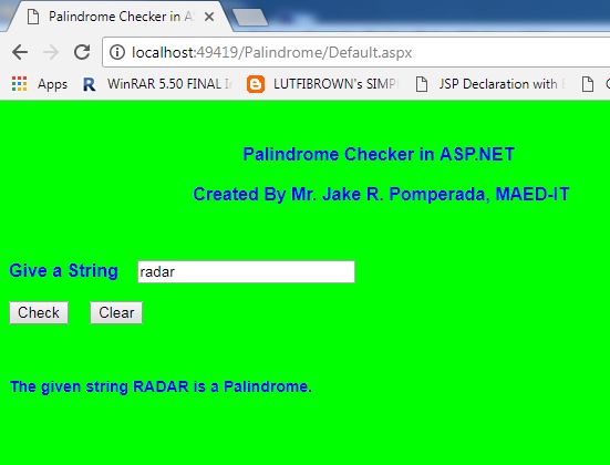 Free Programming Source Codes And Computer Programming Tutorials Palindrome Checker In Aspnet
