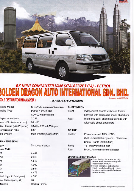 New Van Bus & Rebuilt Truck: RK/GOLDEN DRAGON MINI COMMUTER VAN/GOLDEN ...