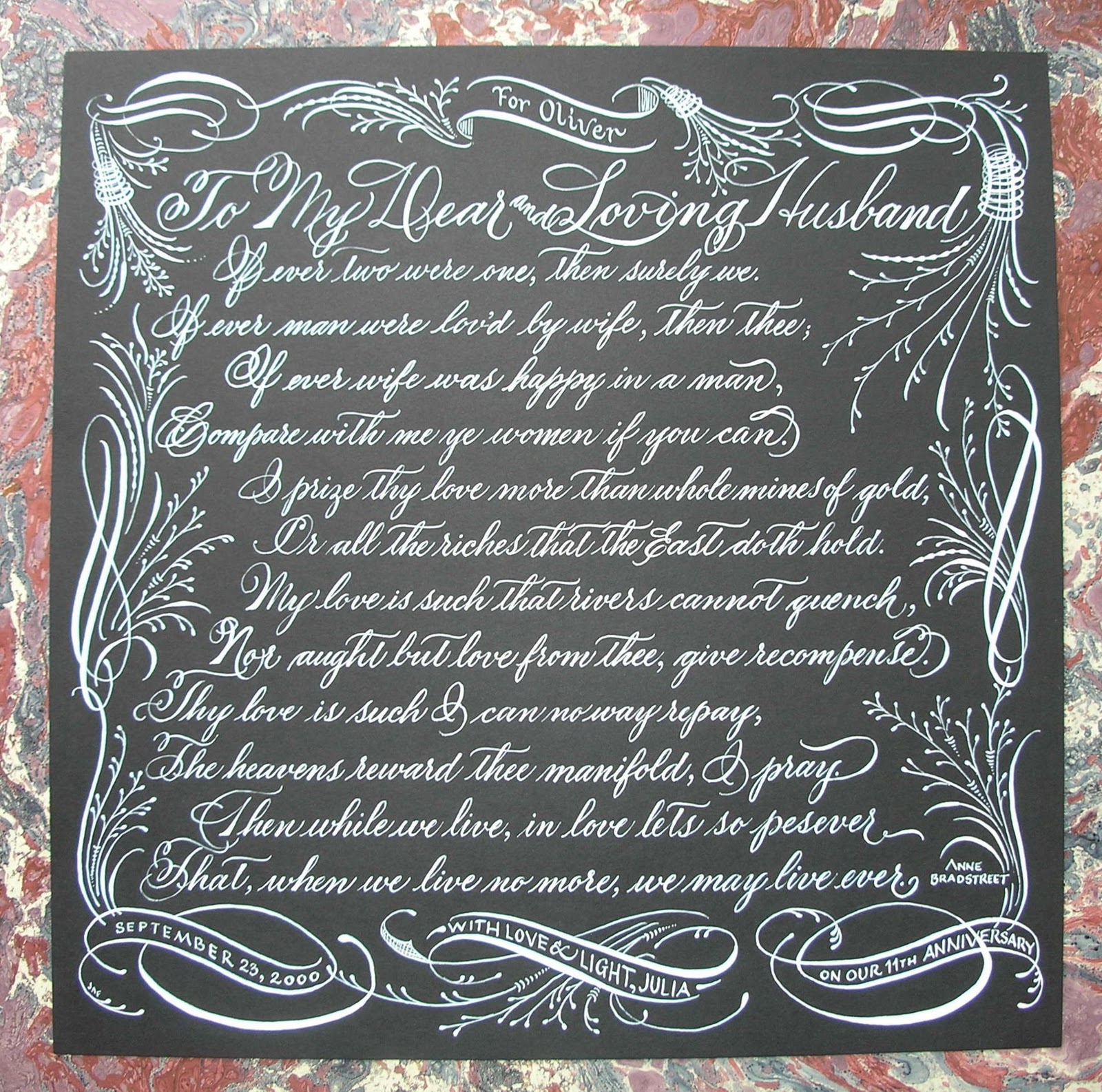 A Place To Flourish: Calligraphy Flourish Friday - Poem for Anniversary