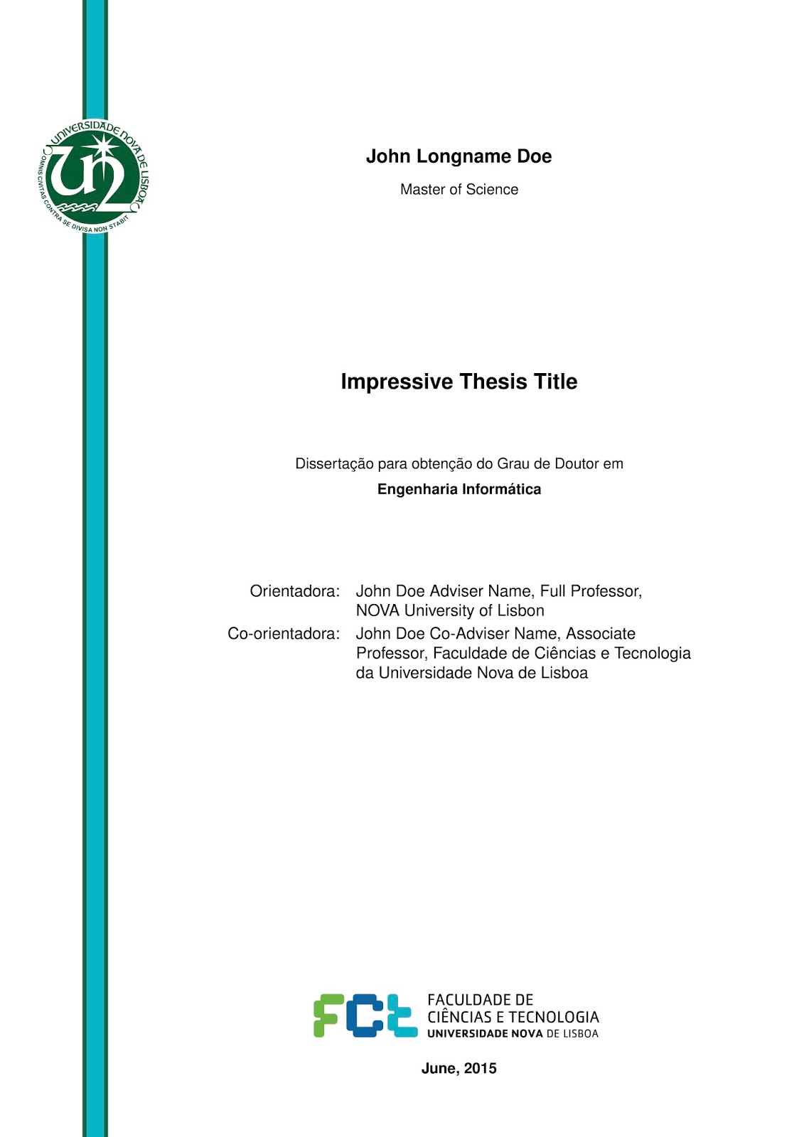 Capa de tese sem indicação dos elementos do júri