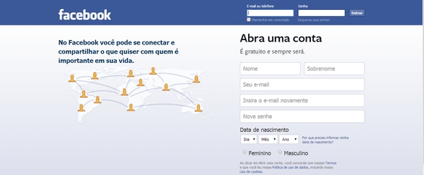 Facebook – entre ou cadastre-se
