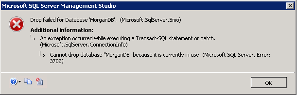 Cannot Drop Database Because It Is Currently In Use In Ms Sql Server