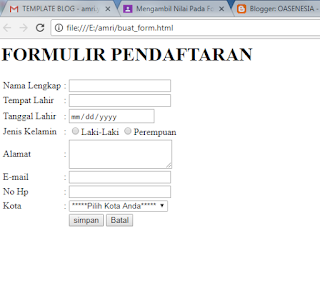 Membuat Formulir Pendaftaran Dengan HTML | OASENESIA