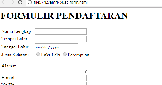 Membuat Formulir Pendaftaran Dengan HTML | OASENESIA