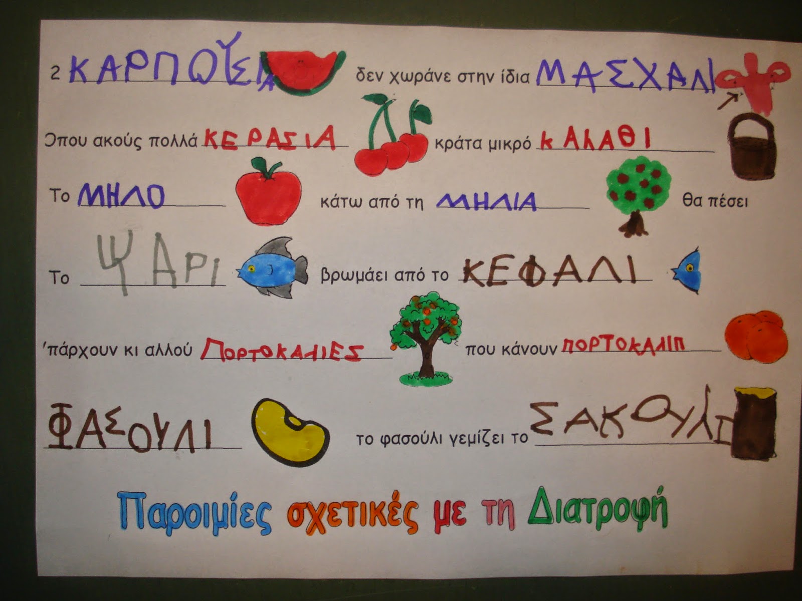 Νηπιαγωγός για πάντα....: Διατροφή: Αινίγματα & Παροιμίες